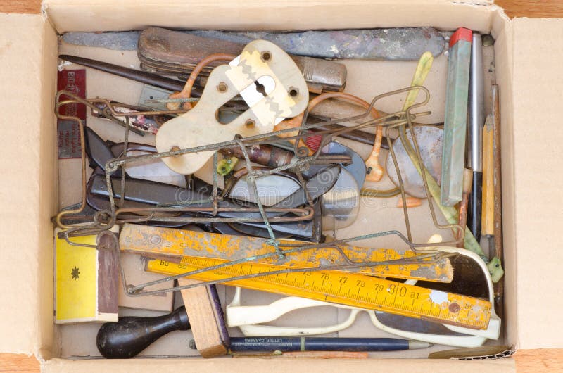 Vintage Objects from Old Drawer Stock Photo - Image of antique, view ...