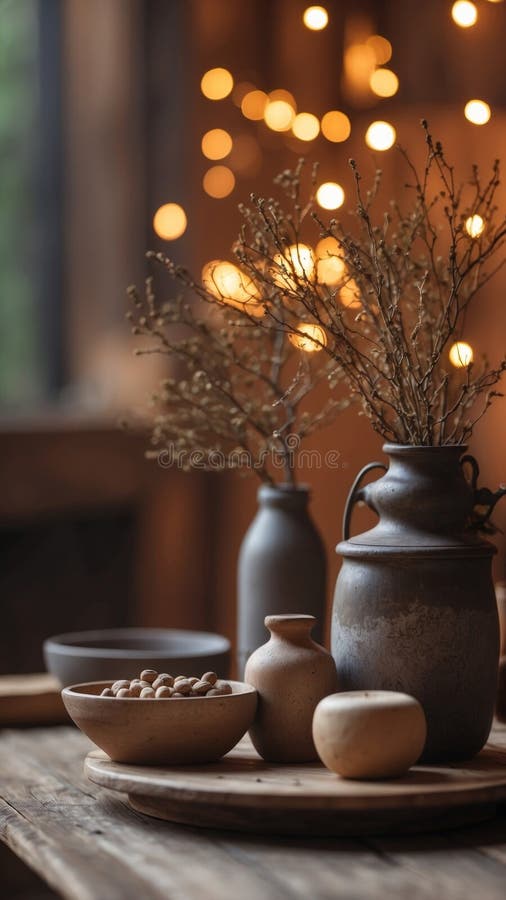 Vintage Objects on a Rustic Table in a Cozy Interior. Stock Image ...