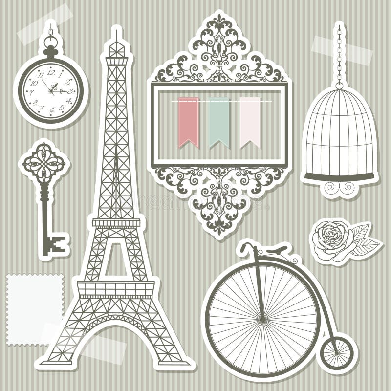 Vintage Objects Silhouettes Paper Cut. Stock Vector - Illustration of ...