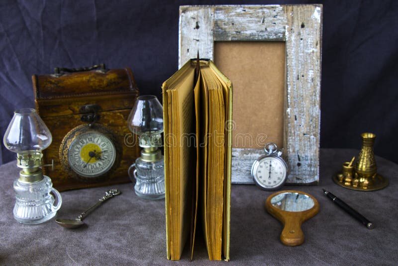 Vintage Objects on the Table Stock Image - Image of gold, classic ...