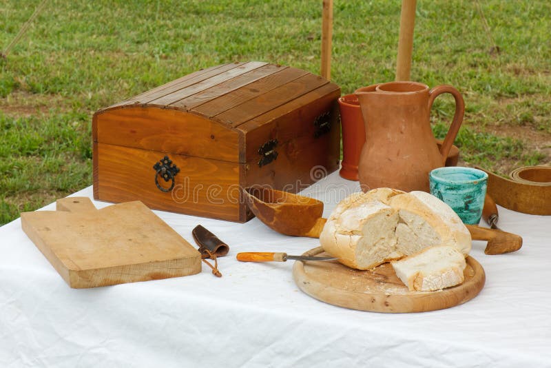 Vintage Objects on a Table stock image. Image of green - 159672277
