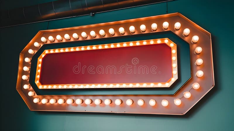 Vintage Octagonal Light Up Sign with Red Backdrop Stock Illustration ...