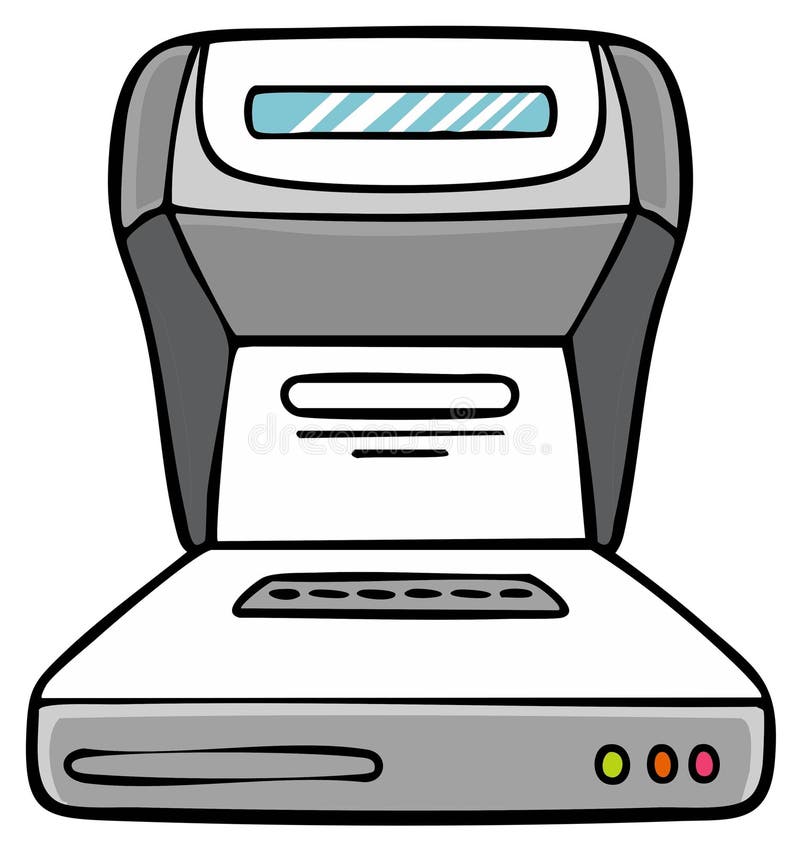 Vintage Office Flatbed Scanner Cartoon Hand Drawn Illustration Stock ...