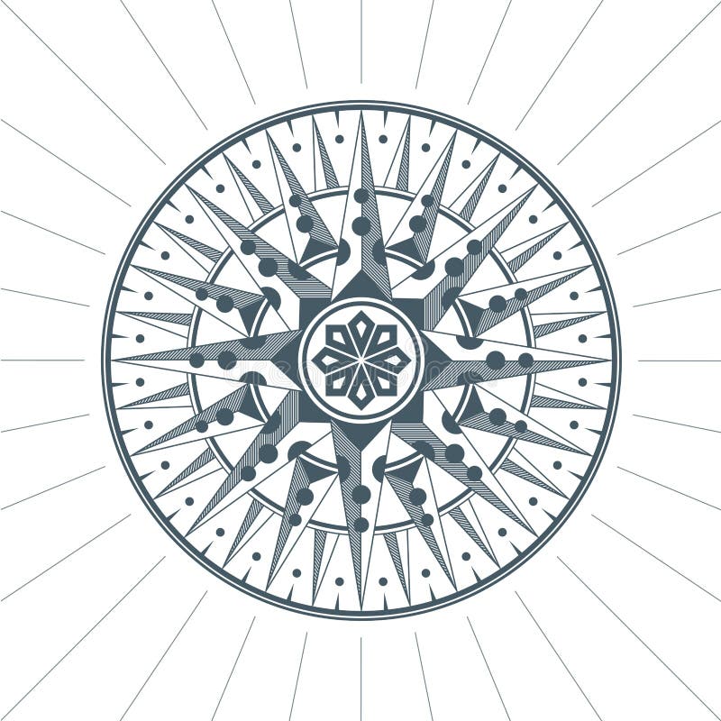 Antique Wind Rose Symbol for Navigation Stock Vector - Illustration of ...