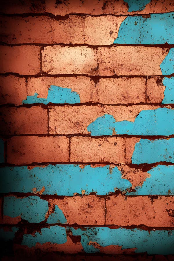 Vintage Old Blue and Brown Brick Wall Background. Generative AI Stock ...