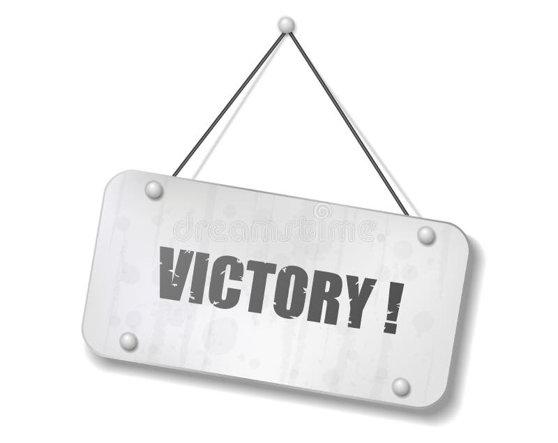 Vintage Old Chrome Sign with Victory Text, Vector Illustration Stock ...