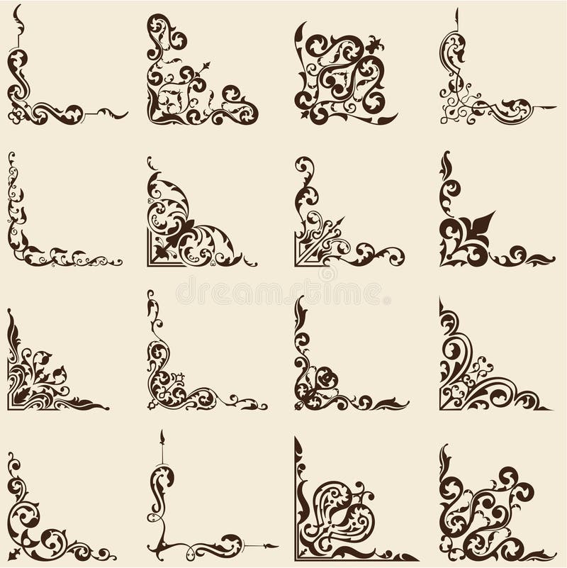 Vintage old corner set stock vector. Illustration of leaf - 43456395