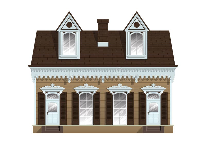 Vintage Old Creole House Style Stock Vector - Illustration of motel ...