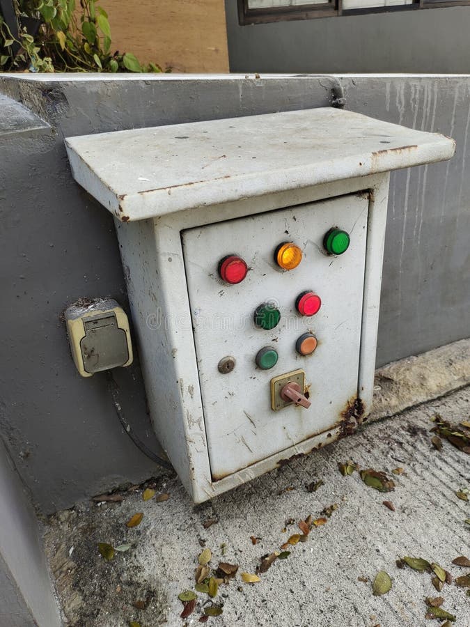 Vintage Old Electrical Panel with Colorful Indicator Lights Still ...