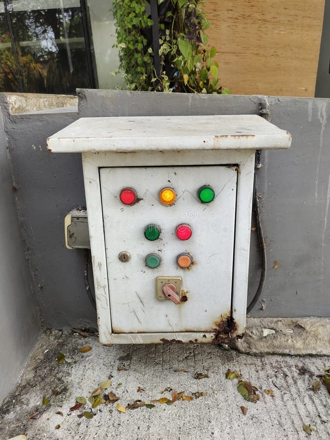 Vintage Old Electrical Panel with Colorful Indicator Lights Still ...