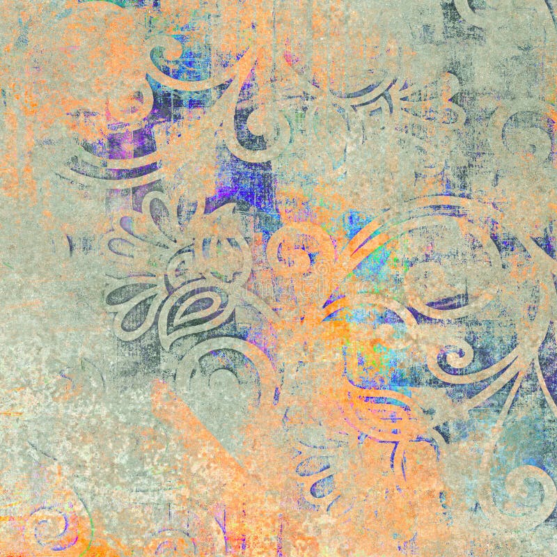 Vintage Old Floral Patterned Background Stock Image - Image of ...