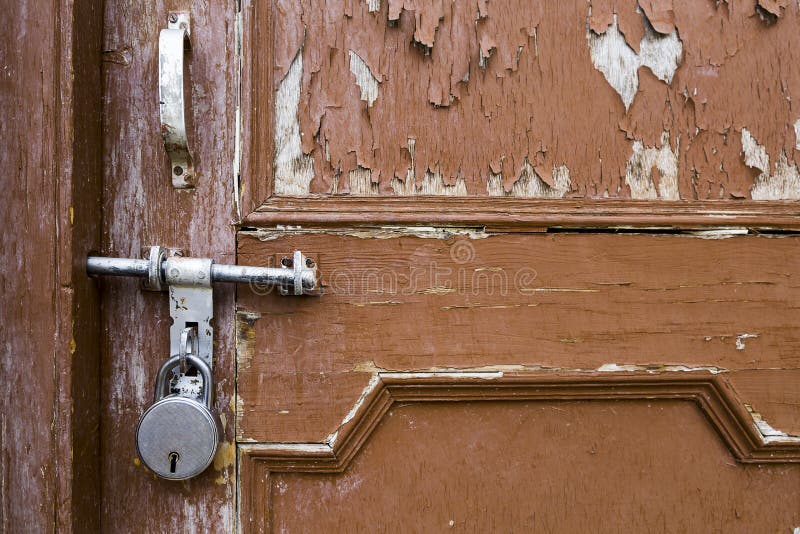 Vintage Old Key Lock on Wooden Door. Stock Photo - Image of ...