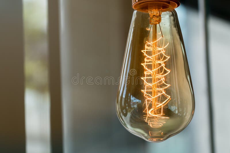 Vintage Old Lamp in Coffee Shop Stock Image - Image of design, glow ...