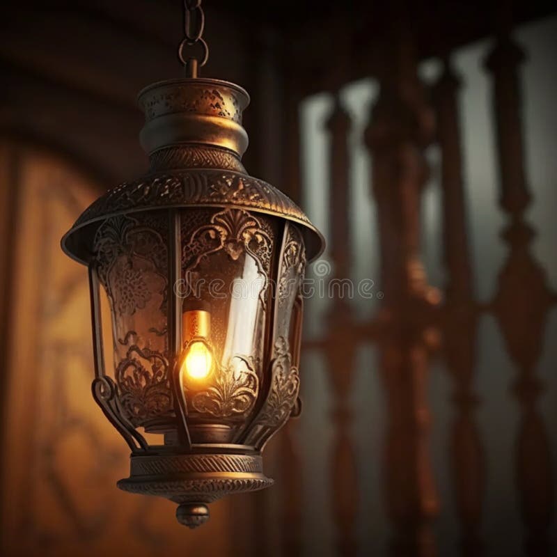 Vintage Old Lamp Image Hanging on Ceiling. Natural Light Stock ...