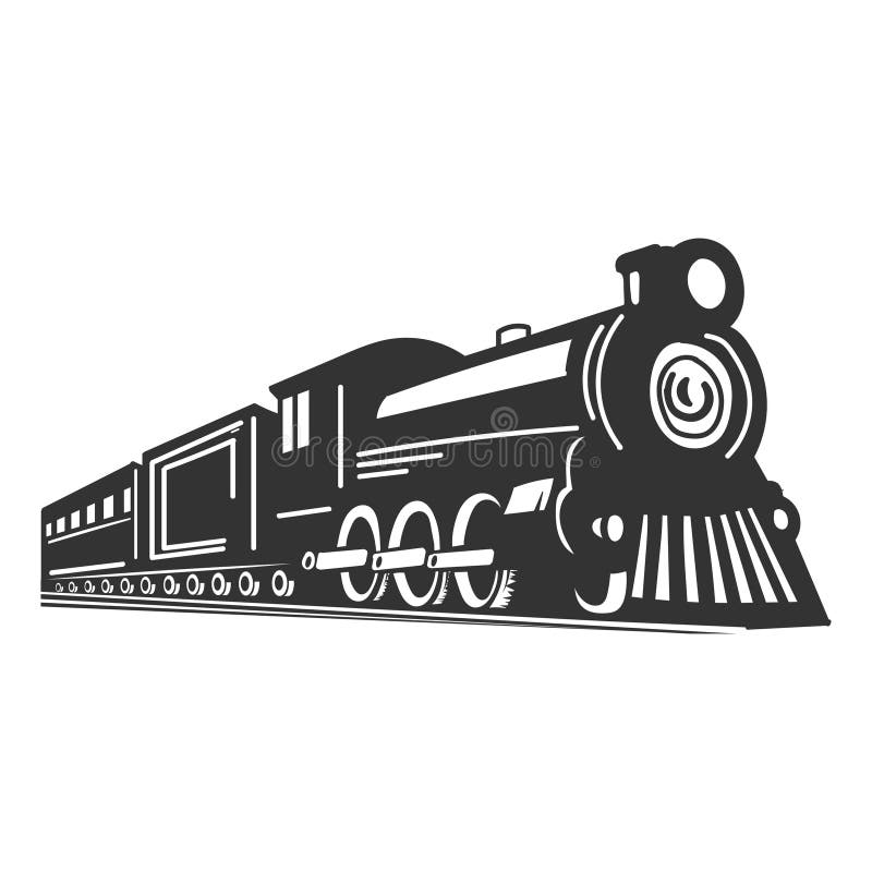 Vintage Old Locomotive Steam Train Machine Illustration Design Stock ...