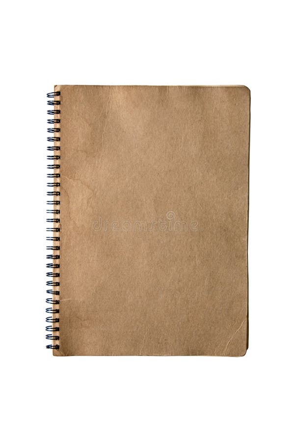 Vintage Old Notepad Brown Cover Isolate on White Background Stock Photo ...