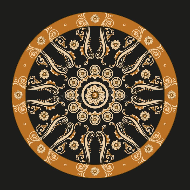 Vintage Decorative Pattern Mandala Black Stock Vector - Illustration of ...