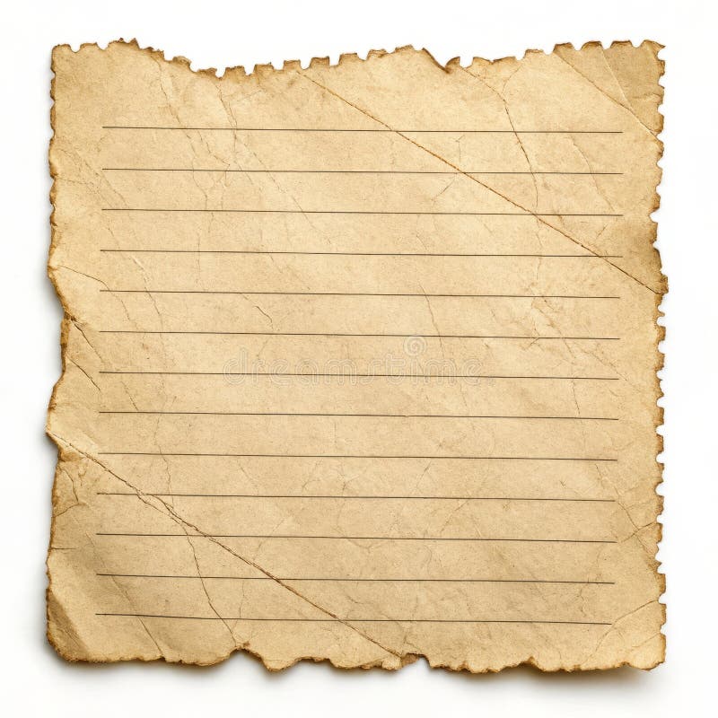 Vintage Old Paper Sheet with Torn Edges and Empty Lines for Writing or ...