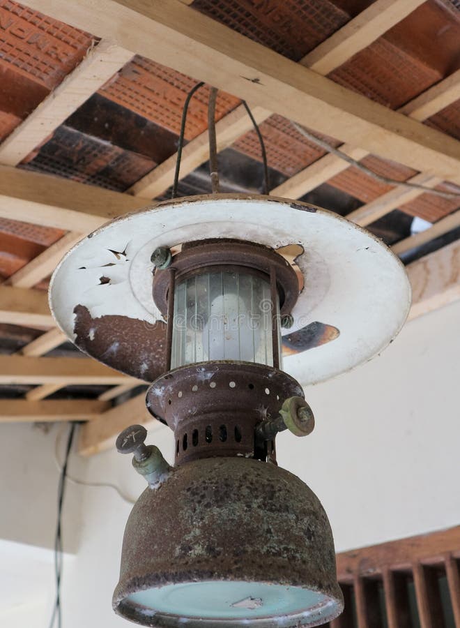 Vintage and Old Paraffin Lamp Stock Image - Image of rust, ceiling ...