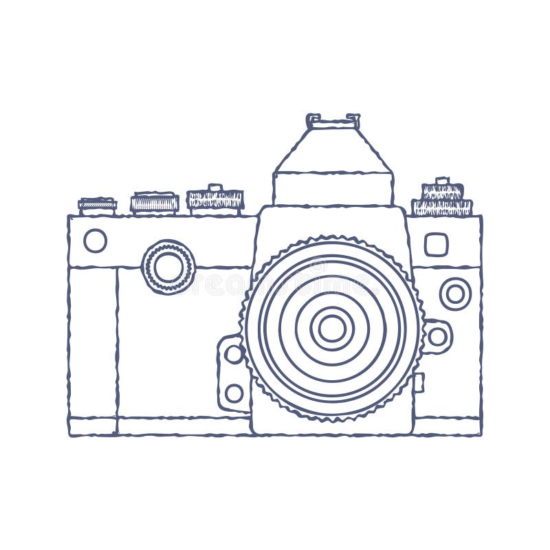Vintage Old Photo Camera Vector Logo Hand Drawn Design Template. Vector ...