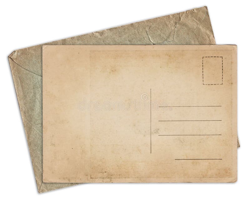 Vintage Old Postcard and Envelope Isolated Stock Photo - Image of edge ...