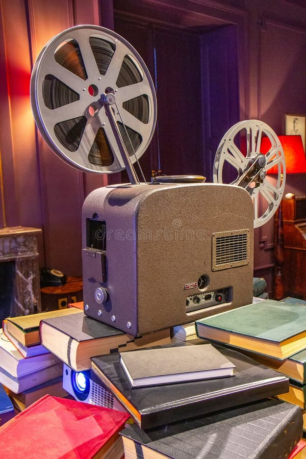 Vintage Old Projector in the Dark Room in the House Stock Image - Image ...