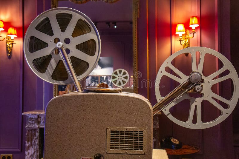 Vintage Old Projector in the Dark Room in the House Stock Photo - Image ...