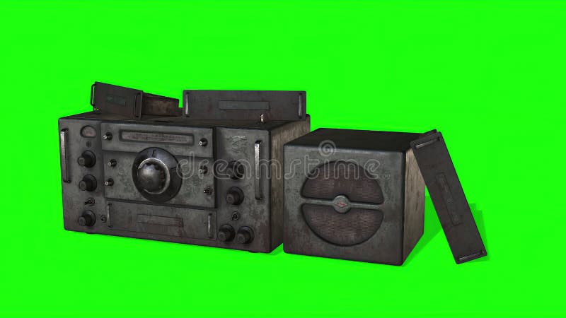 Vintage Old Radio on Green Screen Stock Illustration - Illustration of ...