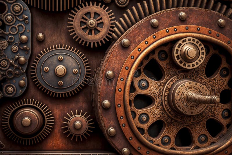 Vintage Rusty Machinery Gears Steampunk Background. Generative AI Stock ...