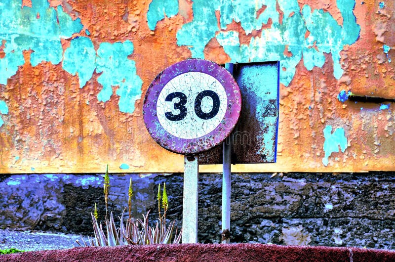 Vintage Old Rusty Road Sign Stock Photo - Image of metal, obsolete ...