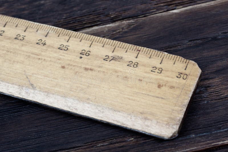 Old School Ruler Over White Stock Image - Image of shadow, measurements ...