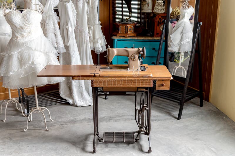 Vintage Old Sewing Machine for Making Wedding Suit Stock Photo - Image ...
