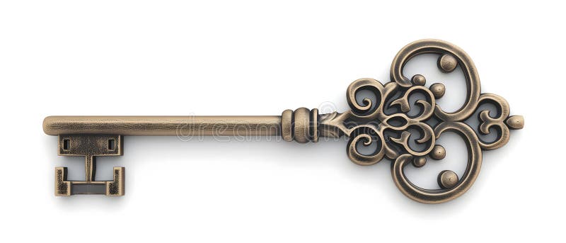 Vintage Old Skeleton Key on White Background Stock Illustration ...