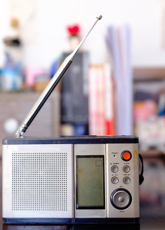 Vintage Old Style Radio Box Display on Table Stock Image - Image of ...