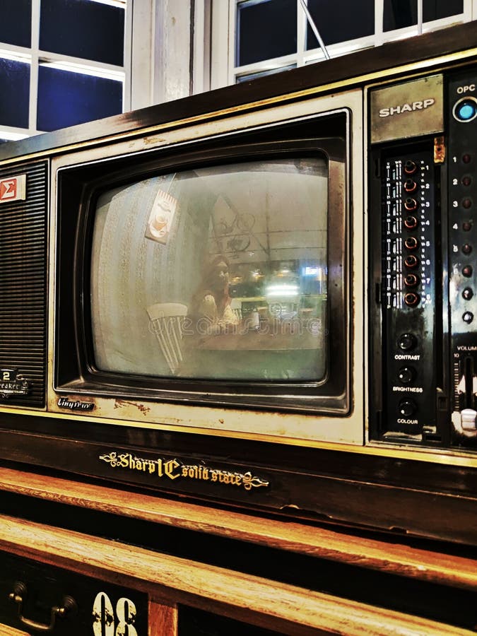 Vintage old television editorial image. Image of furniture - 232374875