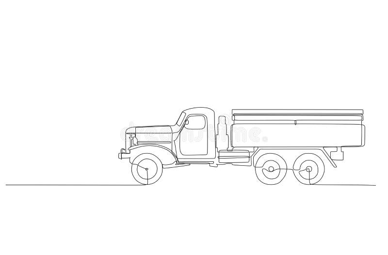 Vintage Old Truck Continuous Single Line Drawing. One Line Drawn Vector ...