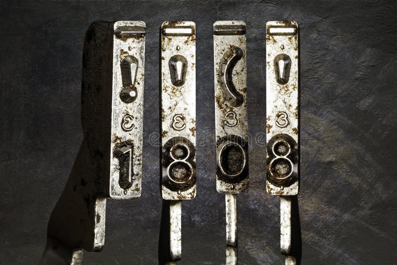 Vintage Old Typewriter Hammers with the Date 1808 Stock Image - Image ...