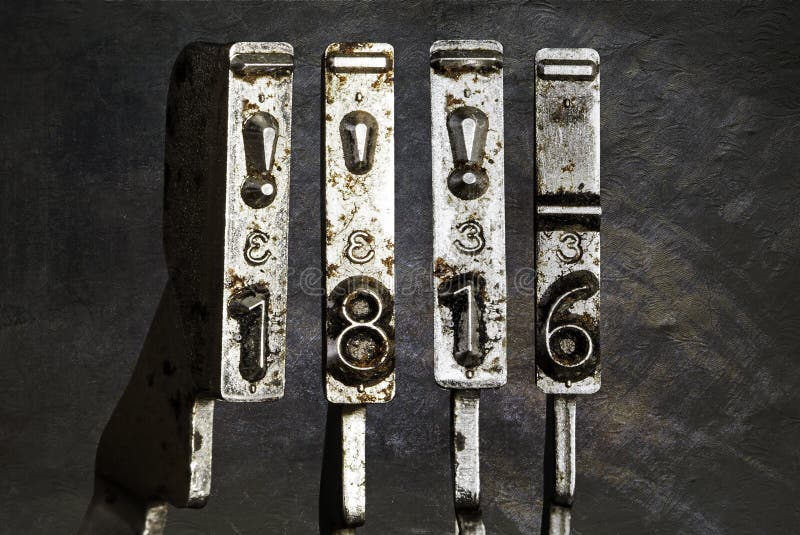 Vintage Old Typewriter Hammers with the Date 1816 Stock Photo - Image ...