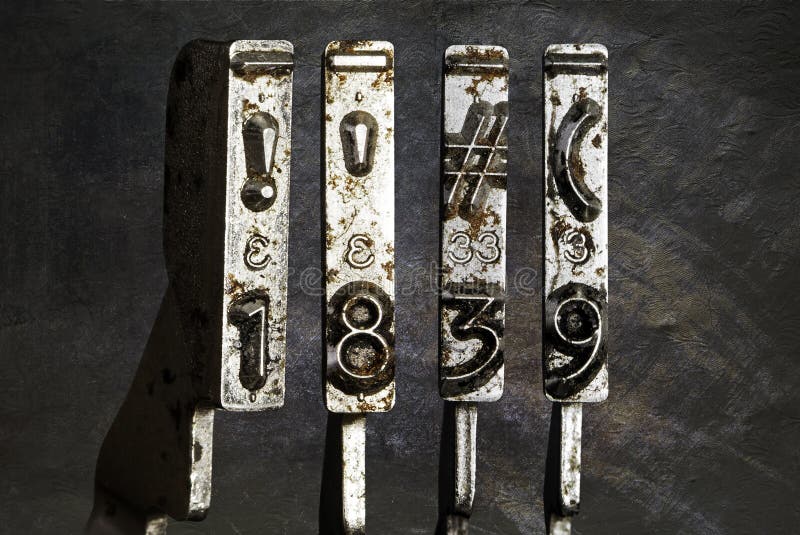 Vintage Old Typewriter Hammers with the Date 1839 Stock Image - Image ...