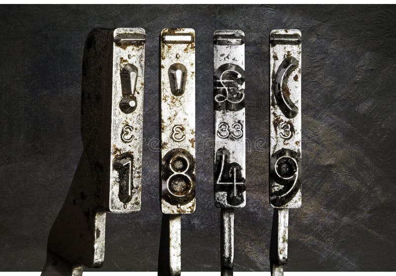 Vintage Old Typewriter Hammers with the Date 1849 Stock Photo - Image ...