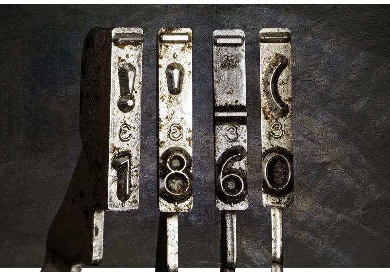 Vintage Old Typewriter Hammers with the Date 1860 Stock Image - Image ...