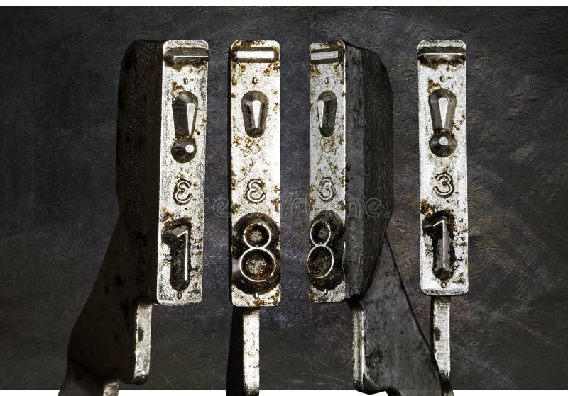 Vintage Old Typewriter Hammers with the Date 1881 Stock Image - Image ...