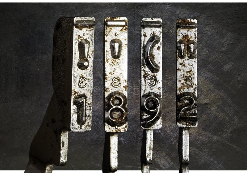 Vintage Old Typewriter Hammers with the Date 1892 Stock Image - Image ...