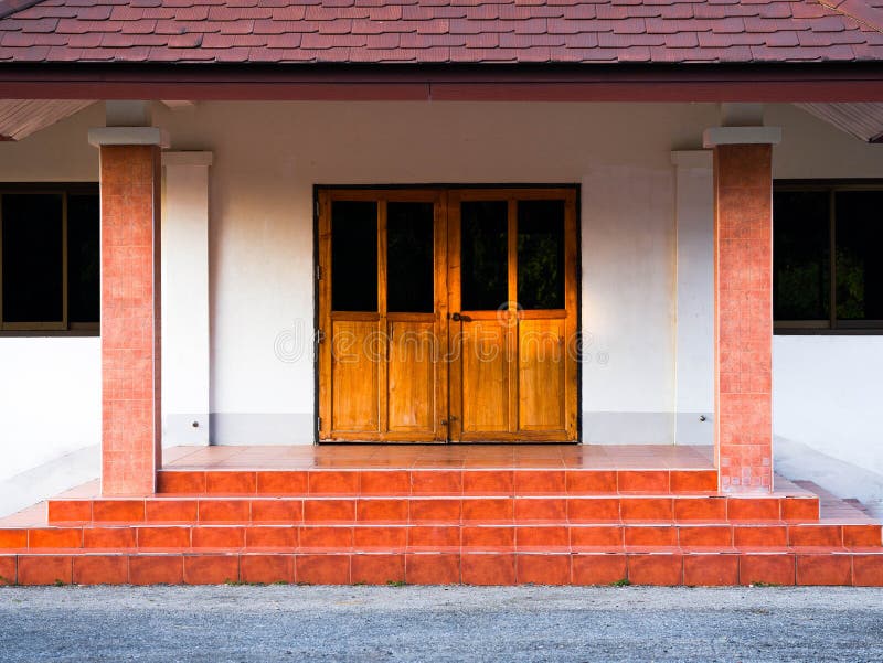 Vintage Old Wooden Door of White Building Stock Photo - Image of door ...