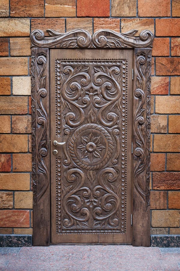 Vintage Old Wooden Front Door of Home Stock Photo - Image of brown ...