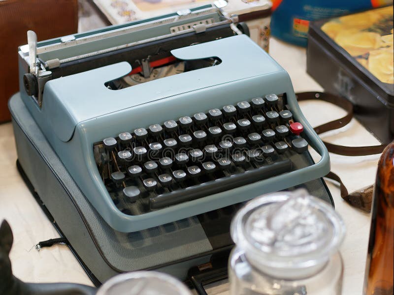Vintage Old Writing Machine in a Market Stock Photo - Image of ...