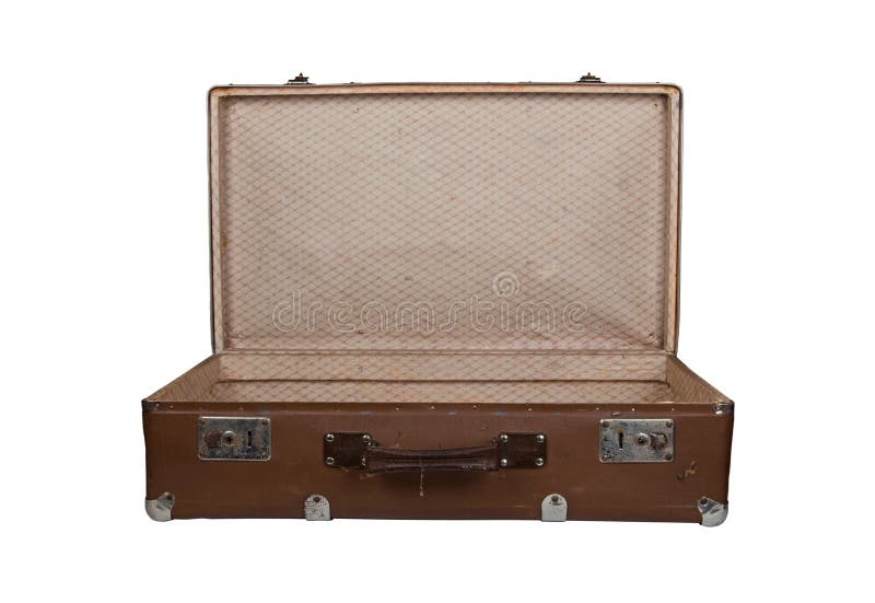 Vintage Open Brown Leather Suitcase Stock Photo - Image of leather ...