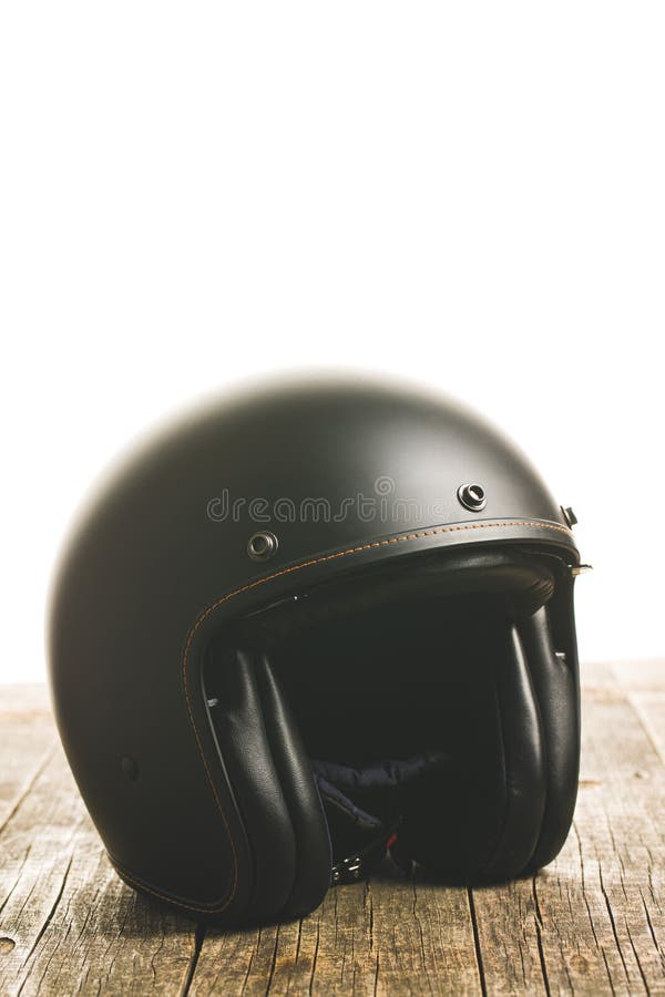 Vintage Open Face Motorcycle Helmet Stock Image - Image of protective ...