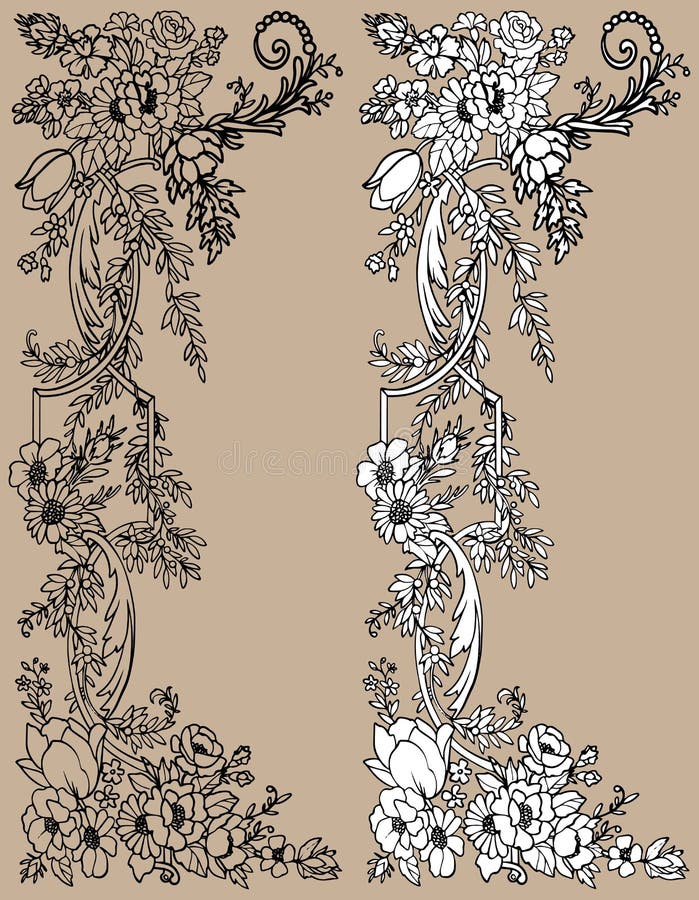 Vintage Openwork Flor Frame Vertical Spring Card Vetor. Ilustração do ...