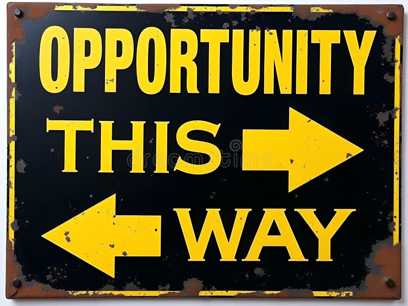 Vintage Opportunity Sign with Arrows Indicating Multi-directional Paths ...